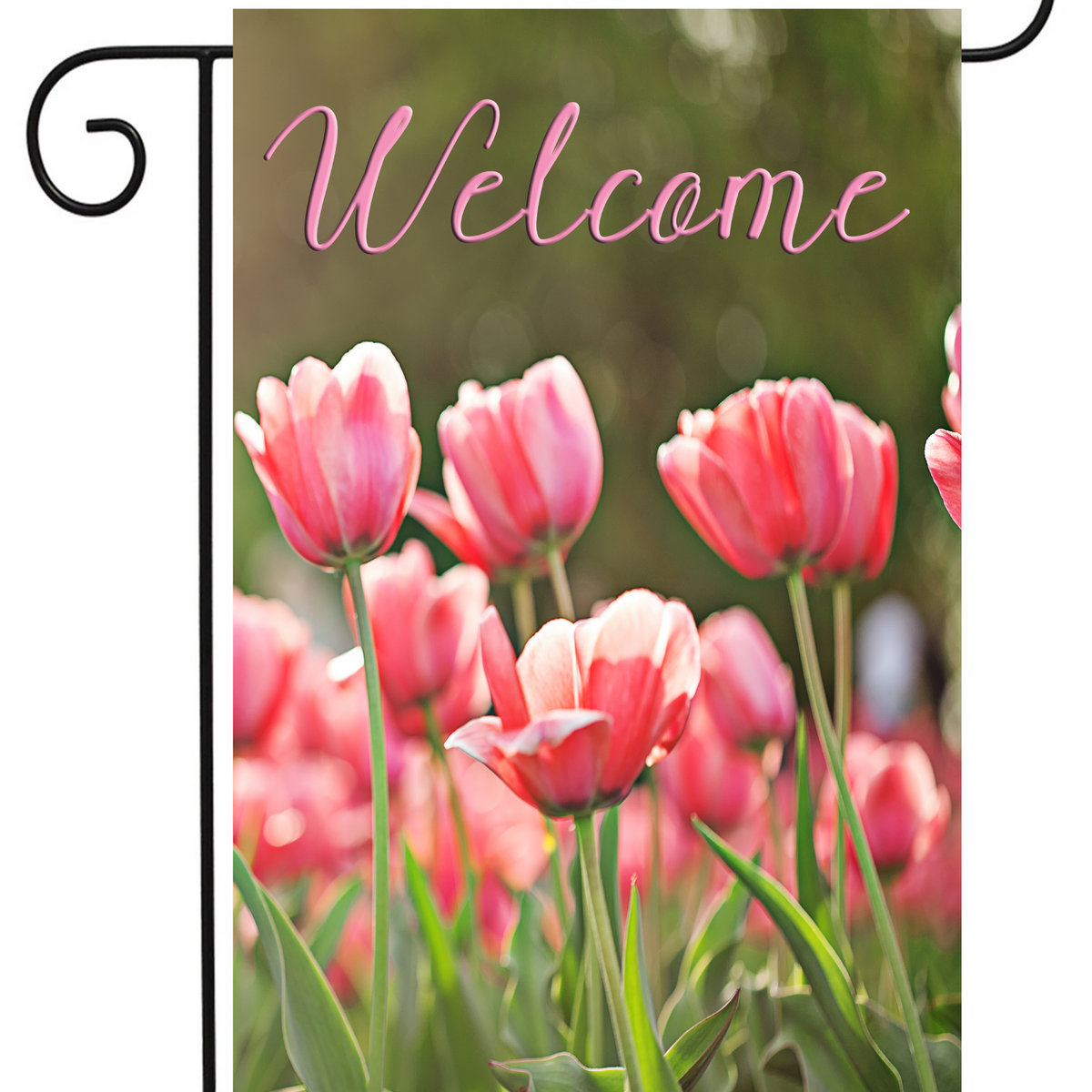 Welcome Tulips Garden Flag #G1730 – Happy Cow Lawn Decor
