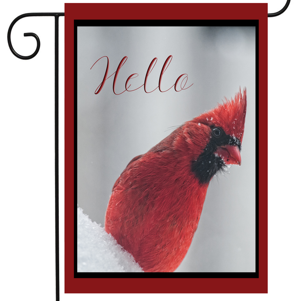 Hello Cardinal Garden Flag #G1729 – Happy Cow Lawn Decor
