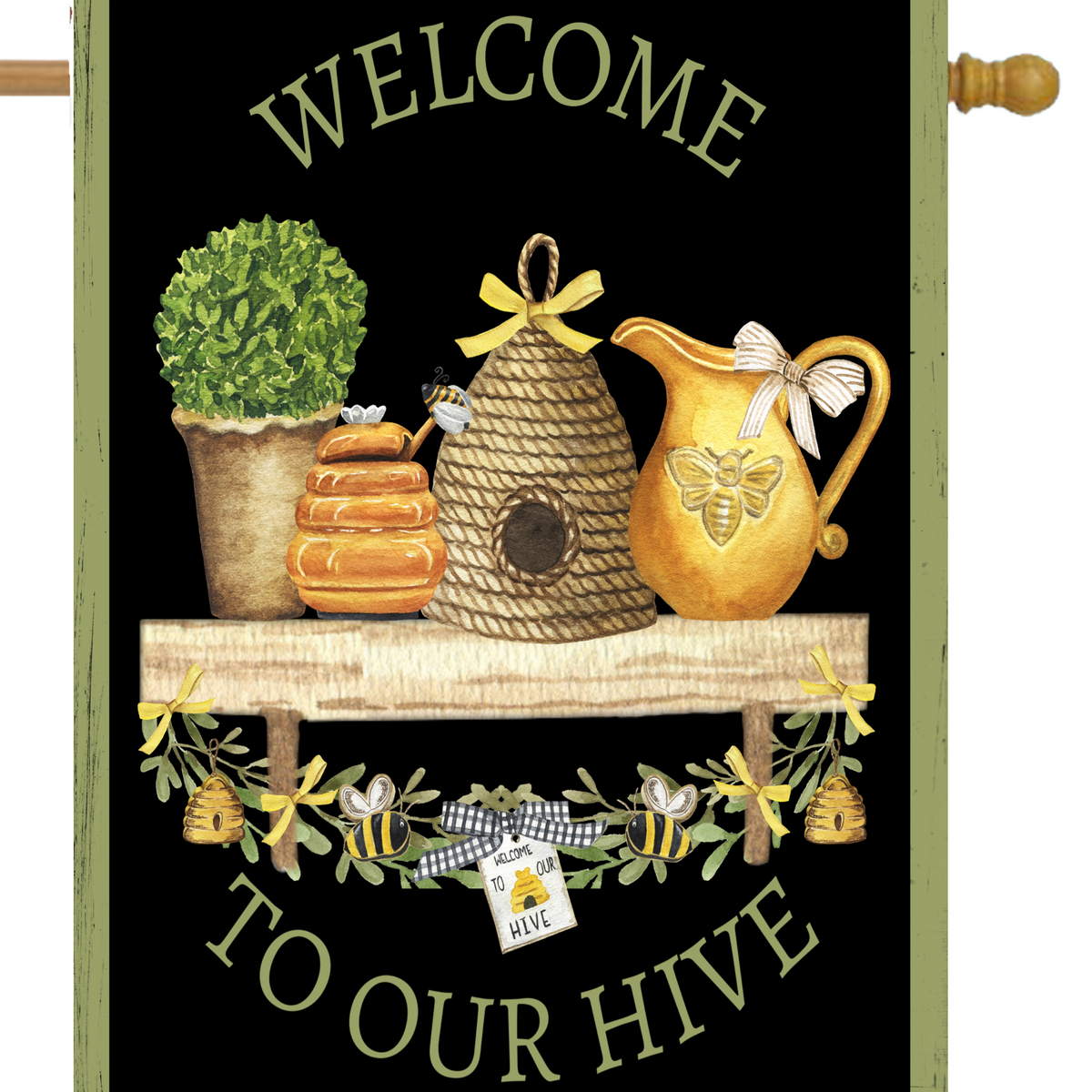 Welcome to Our Hive House Flag # H2047 – Happy Cow Lawn Decor
