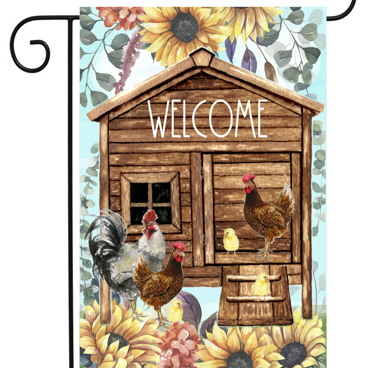 Welcome to the Chicken Coop Garden Flag #G2079 – Happy Cow Lawn Decor